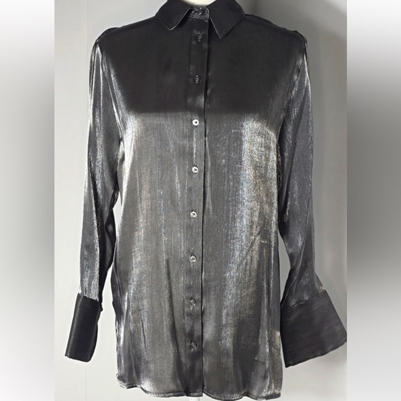 Primark | Tops | Primark Metallic Silver Blouse | Poshmark